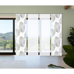 Schiebegardine HOME IN GREEN, B:60cm H:245cm, lila, Polyester, Wohnzimmer, Gardinen, "ELLRIK", Bambusoptik, SET, recycelt, Digitaldruck