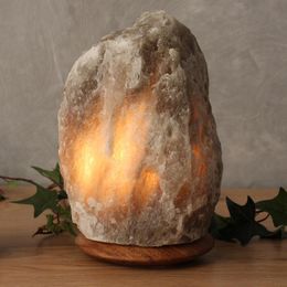 Salzkristall-Tischlampe "Rock", Ø 12cm H: 18cm, 1 Stk., grau, Himalaya Salt Dreams, Leuchten, Handgefertigt - jeder Stein ein Unikat, H: ca.18 cm,