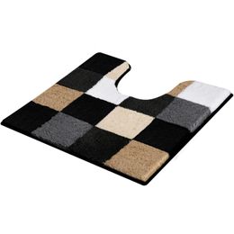 Badematte Kleine Wolke, H:25mm, schwarz, Kunstfaser, Badematten, "Caro", Badteppich, modernes Karo-Muster, Pastell-Farben, waschbar