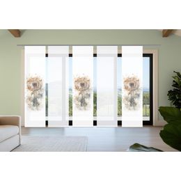 Schiebegardine HOME IN GREEN, B:60cm H:245cm, beige, Polyester, Wohnzimmer, Gardinen, "AMARANDE", Bambusoptik, SET, recycelt, Digitaldruck