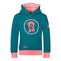 Trollkids Mädchen Kapuzensweatshirt "KIDS TROLL SWEATER"harbor blau, poeny rose, Gr. 164, Jersey, Obermaterial: 80% Baumwolle, 20% Polyester,