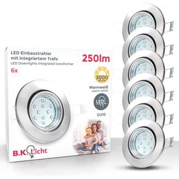 B.K.LICHT LED Einbauleuchte "Hila", 6, H: 7cm, 6 Stk., grau, Leuchten, LED Einbaustrahler schwenkbar inkl. 3W 250 Lumen GU10 3.000K 6er SET