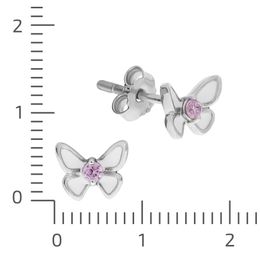 ZEEme Kinder Paar Ohrstecker "Silber 925 Schmetterling Zirkonia pink", one-size, Silber 925 (Sterlingsilber), wei&szlig;, Silber 925 (Sterlingsilber),