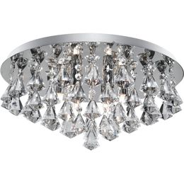 Searchlight Deckenleuchte "Hanna 6Lt Flush - Chrome Metal & Clear Crystal", chrom, 6, &Oslash; 45cm H: 20cm, 1 Stk., Leuchten, Deckenleuchte