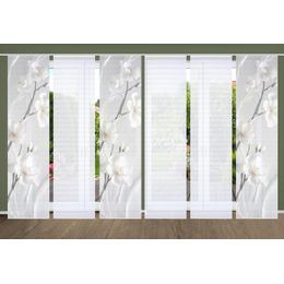 Schiebegardine HOME IN GREEN, B:60cm H:245cm, beige, Polyester, Wohnzimmer, Gardinen, "LAIRA", SET DIGITALDRUCK,BAMBUSOPTIK RECYCELT