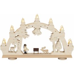 SAICO ORIGINAL LED Schwibbogen "3D-Lichterbogen, Jäger im Wald", B/H/T: 47cm x 31cm x 6,5cmnatur, Schwibbögen, Premium LED-Beleuchtung, warmweiß,