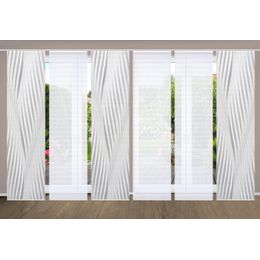 Schiebegardine HOME IN GREEN, B:60cm H:245cm, grau, Polyester, Wohnzimmer, Gardinen, "RIWELO", SET DIGITALDRUCK,BAMBUSOPTIK RECYCELT