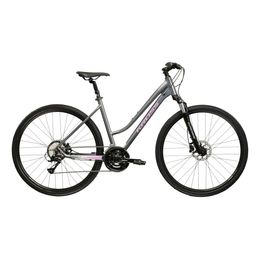 Crossrad KROSS "KROSS Crossrad Damen 28" Evado 4.0 grau 16 G&auml;nge" Gr. 43, grau (grau, schwarz), Fahrr&auml;der, Damen, 43cm, 28 Zoll (71,12cm) hinten: 28 Zoll (71,12cm)