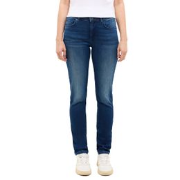Mustang Damen Slim-fit-Jeans "Damen Style Shelby Slim fit", blau, Gr. 31, unifarben, Denim/Jeans, 78% Baumwolle, 10% Lyocell, 9% Elastomultiester, 3%