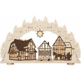 SAICO ORIGINAL LED Schwibbogen "3D-Lichterbogen, Kontraste, Altstadt- und Waldmotiv", B/H/T: 66cm x 40cm x 6cmnatur, Schwibbögen, Premium