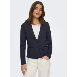 Only Damen Jerseyblazer "ONLPOPTRASH – 2-Knopf Blazer mit taillierter Silhouette", blau, Gr. S, unifarben, Milano Rib, Obermaterial: 63% Viskose, 32%