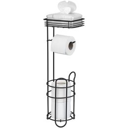 Toilettenpapierhalter Wenko, B:16cmschwarz, Metall, Toilettenpapierhalter, "Toilettenpapierhalter mit Ablage"