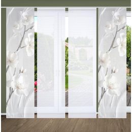 Schiebegardine HOME IN GREEN, B:60cm H:245cm, beige, Polyester, Wohnzimmer, Gardinen, "LAIRA", SET DIGITALDRUCK,BAMBUSOPTIK RECYCELT