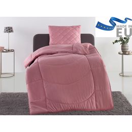 Steppbett + Kopfkissen my home, rosa, Bezug: 100% Polyester, Bettwaren-Sets, "Microlux, Bettdecke 135x200 cm, 155x220 cm", Set mit Kissen 40x80 cm,