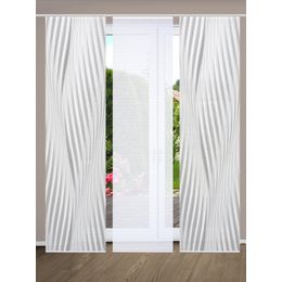 Schiebegardine HOME IN GREEN, B:60cm H:245cm, grau, Polyester, Wohnzimmer, Gardinen, "RIWELO", SET DIGITALDRUCK,BAMBUSOPTIK RECYCELT