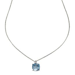 ZEEme Damen Kette mit Anh&auml;nger "Silber 925 rhodiniert 45cm lang mit Blautopas (beh.)", 42+3cm, Silber 925 (Sterlingsilber), L: 45 B: 12mm, wei&szlig;,