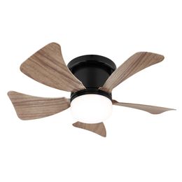 Globo LIGHTING Deckenleuchte "HINES", &Oslash; 40,6cm H: 13cm, 1 Stk.schwarz matt, Leuchten, Ventilator holzoptik k&uuml;hlen-heizen Wohnzimmer Schlafzimmer
