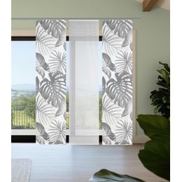 Schiebegardine Vision S, B:60cm H:260cm, grau, Polyester, Wohnzimmer, Gardinen, "SANJA", Schiebevorhang,Bambusoptik,Digitaldruck,SET