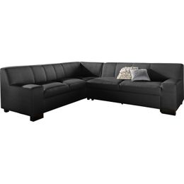 Ecksofa DOMO collection, B:247cm H:74cm T:212cm, schwarz, Microfaser PRIMABELLE (100% Polyester);Kunstleder SOFTLUX;Struktur (90% Polyester, 10%