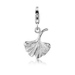 NENALINA Damen Charm-Einh&auml;nger "Ginkgo Blatt Natur Symbol Gl&uuml;ck 925 Silber", ohne Stein, silber, Silber 925 (Sterlingsilber), Charms