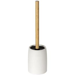WC-Garnitur Wenko, H:38,5cm L:10,5cmwei&szlig;, Bambus, Polyresin (Kunststein), Reinigungsb&uuml;rsten, "Altavalle"