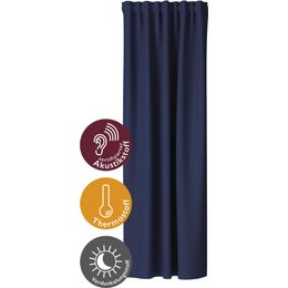 Vorhang HOMING, B:140cm H:245cm, blau, Polyester, Wohnzimmer, Gardinen, "Galdin", Verdunklungsvorhang, blickdicht, Thermo, Energiesparend