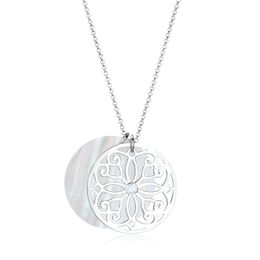 Elli Premium Damen Kette mit Anhänger "Ornament Perlmutt Topas 925 Sterling Silber", 70, ohne Stein, Silber 925 (Sterlingsilber), L: 70weiß, Silber