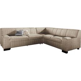 Ecksofa DOMO collection, B:247cm H:74cm T:212cm, beige, Microfaser PRIMABELLE (100% Polyester);Kunstleder SOFTLUX;Struktur (90% Polyester, 10%