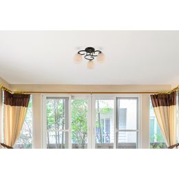 Globo LIGHTING Deckenleuchte "PESSOA IV", schwarz, Wohnzimmer, Leuchten, Deckenlampe/Glas opal/ &oslash;: 480mm/Wohnzimmer/Flur