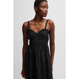 BOSS Orange Damen Blusenkleid "Dalza Premium Damenmode", schwarz, Gr. 44, unifarben, Web, Obermaterial: 100% Baumwolle, Kleider, mit Elastikdetail,