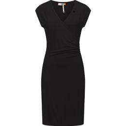 Ragwear Damen Etuikleid "Crupi", schwarz, Basic, Gr. XS, Material: 95% Viskose, 5% Elasthan, Kleider, figurbetontes Sommerkleid mit Raffung an der