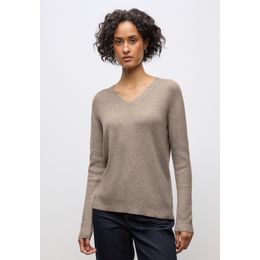 Street One Damen Strickpullover, beige, Gr. 38, Strukturmuster, Stoff, 50% Viskose, 28% Polyester, 22% Polyamid, Pullover, aus softem Materialmix