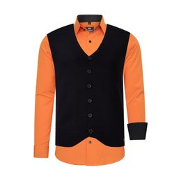 Rusty Neal Herren Langarmhemd, orange, Gr. XL, unifarben, 60% Baumwolle, 37% Polyester, 3% Elasthan, Hemden, mit Weste
