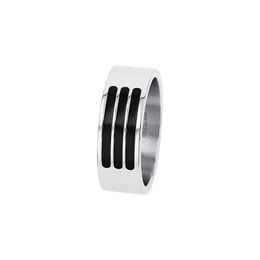 Amor Damen Fingerring, 56, Edelstahl, 8mmedelstahlfarben, schwarz, Edelstahl, Fingerringe