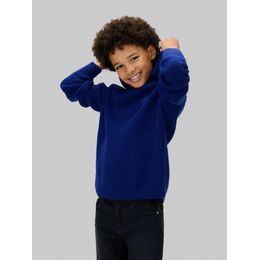 Jungen Strickpullover "RIB KNIT HOODIE"bold blau, Gr. 6, Calvin Klein Jeans, unifarben, Strick, Obermaterial: 100% Baumwolle, Pullover, für Kinder