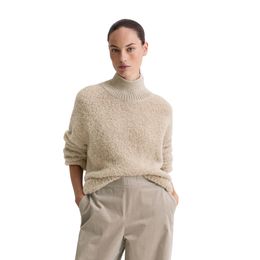 Marc O'Polo MARC O'POLO Damen Stehkragenpullover "aus Schurwolle-Alpakawolle-Mix", beige, Gr. L, unifarben, Obermaterial: 64% Wolle (Schafwolle), 28% Alpaka, 8%