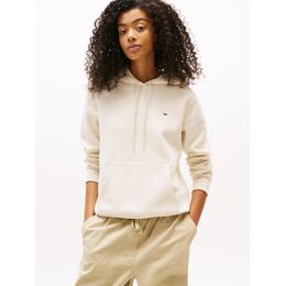 Tommy Jeans Damen Kapuzensweatshirt "TJW REG S FLAG HOODIE", beige, Gr. XS, unifarben, Sweatware, Obermaterial: 80% Baumwolle, 20% Polyester,