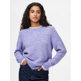 Pieces Damen Strickpullover "PCIVY LS O-NECK CONTRAST KNIT NOOS BC", wei&szlig;, Gr. M, unifarben, Strick, Obermaterial: 78% Polyester, 21% Nylon, 1%