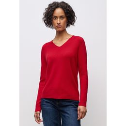 Street One Damen Strickpullover, rot, Gr. 36, Strukturmuster, Stoff, 50% Viskose, 28% Polyester, 22% Polyamid, Pullover, aus softem Materialmix
