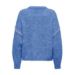Jacqueline de Yong JDY Damen Rundhalspullover "JDYZOEY LIFE L/S ON STITCH PULL KNT NOOS"ebb and flow detail:with birch stitch, Gr. S, unifarben mit Farbeinsatz, Strick,