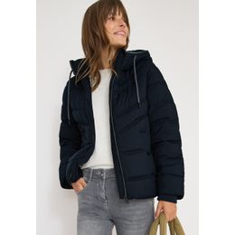 Steppjacke Cecil, Damen, Gr. XL (44), schwarz navy blau, Web, Obermaterial: 100% Polyester. Futter: 100% Polyester, unifarben, regular fit normal, elastischer Bund, Jacken Steppjacke, mit Kapuze