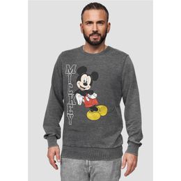 Recovered Herren Sweatshirt "Disney Mickey Leaning", grau, Gr. XXL, bedruckt, 100% Baumwolle, Sweatshirts, mit niedlichem Frontprint