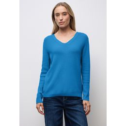 Street One Damen Strickpullover, blau, Gr. 44, Strukturmuster, Stoff, 50% Viskose, 28% Polyester, 22% Polyamid, Pullover, aus softem Materialmix