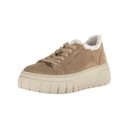 Gabor Damen Plateausneaker "Gabor Sneaker Veloursleder/Textil", Gr. 39desert, Textil, Veloursleder, Schuhe