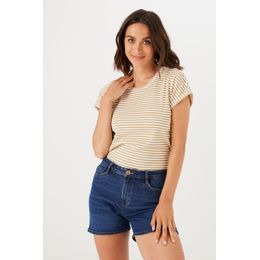 Garcia Damen Bermudas "Celia-slim fit", blau, Gr. 29, Denim/Jeans, Obermaterial: 99% Baumwolle, 1% Elasthan, Hosen, Sommerhose In leichtem Used-Look