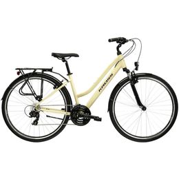 Trekkingrad KROSS "Damen-Trekkingrad 28" Trans 1.0 Natur 21 G&auml;nge" Gr. 48, beige, schwarz, Fahrr&auml;der, Damen, 48cm, 28 Zoll (71,12cm) hinten: 28 Zoll (71,12cm)