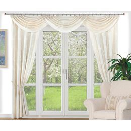 Vorhang WIRTH, B:130cm H:175cm, beige, Jacquard, Baumwolle, Polyacryl, Polyester, Wohnzimmer, Gardinen, "Z&ouml;pritz"