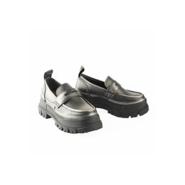 Buffalo Damen Stiefel "Buffalo Aspha Loafer Vntg Vegan Nappa", Gr. 40pewter, schwarz, Leder, unifarben, Schuhe