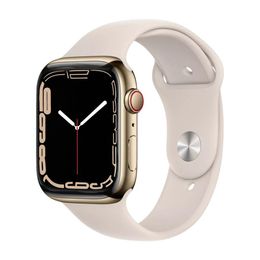 Apple Watch Series 7 (2021) GPS + Cellular 41 mm - Rostfreier Stahl Gold - Sportarmband Polarstern