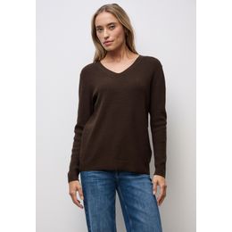 Street One Damen Strickpullover, braun, Gr. 40, Strukturmuster, Stoff, 50% Viskose, 28% Polyester, 22% Polyamid, Pullover, aus softem Materialmix